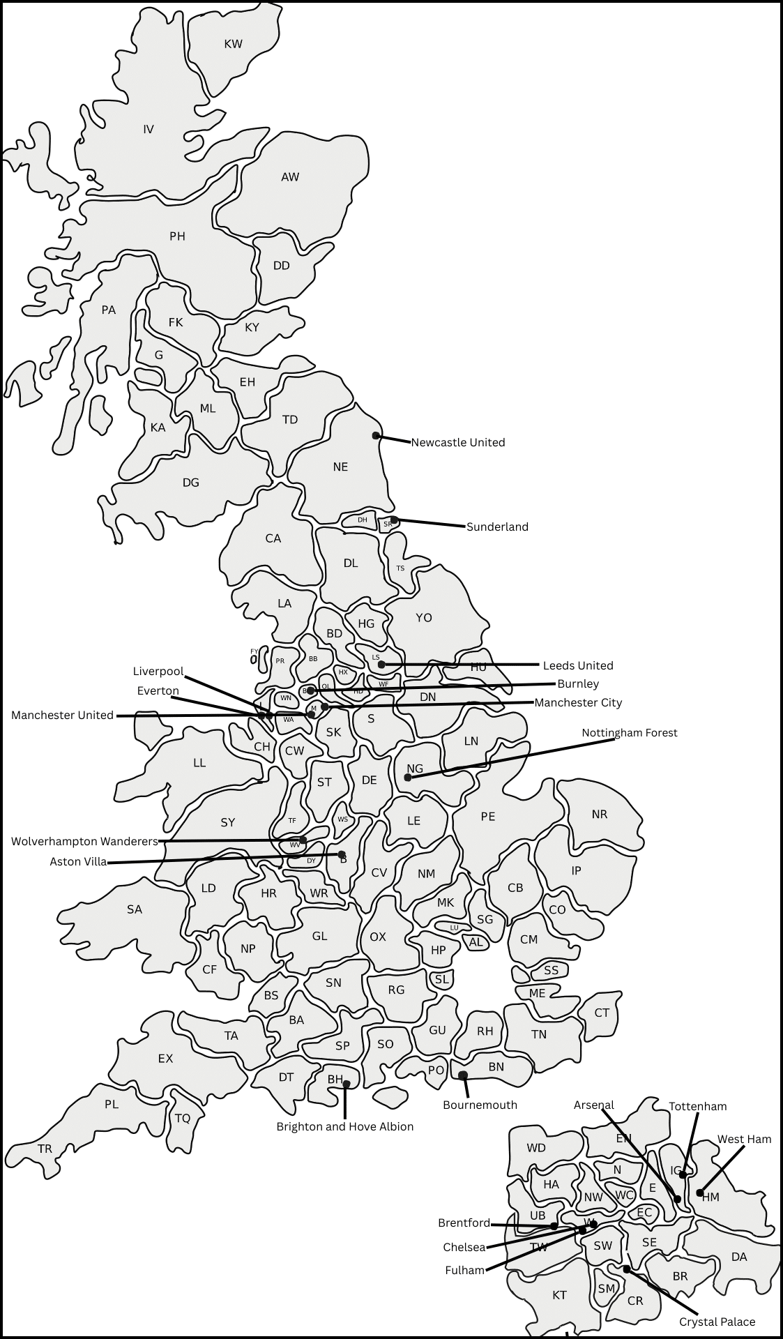 Explore 2025/26 Premier League Club Locations Map